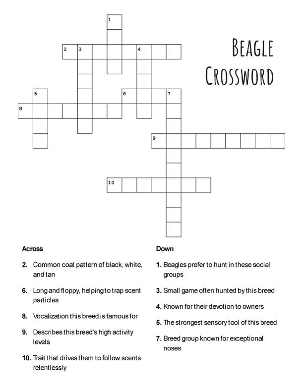 FREE Beagle Crossword Puzzle – Printable Fun for Dog Lovers — The Fussy Pup