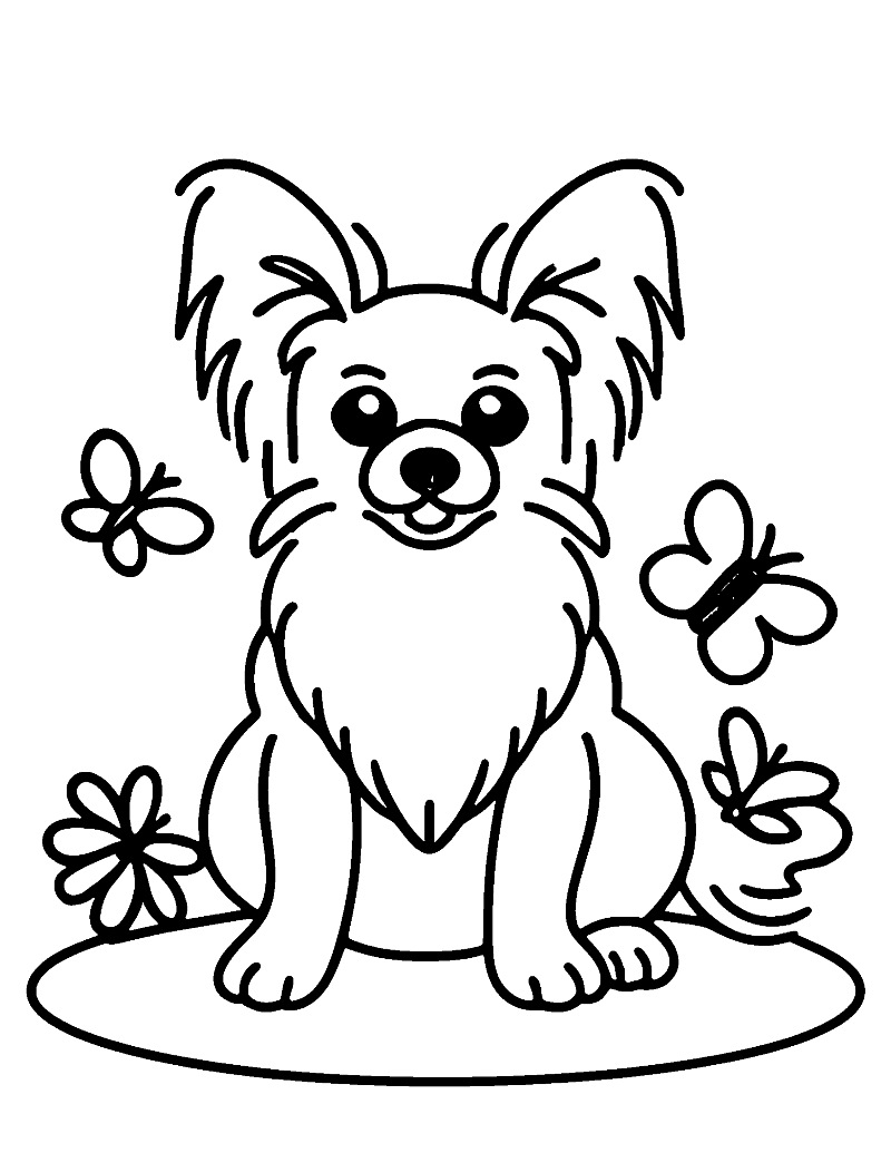 Papillon Coloring Book Page – Downloadable PNG — The Fussy Pup